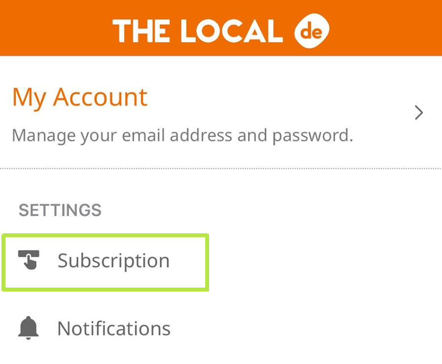 Subscription management in the app. – The Local Help Center